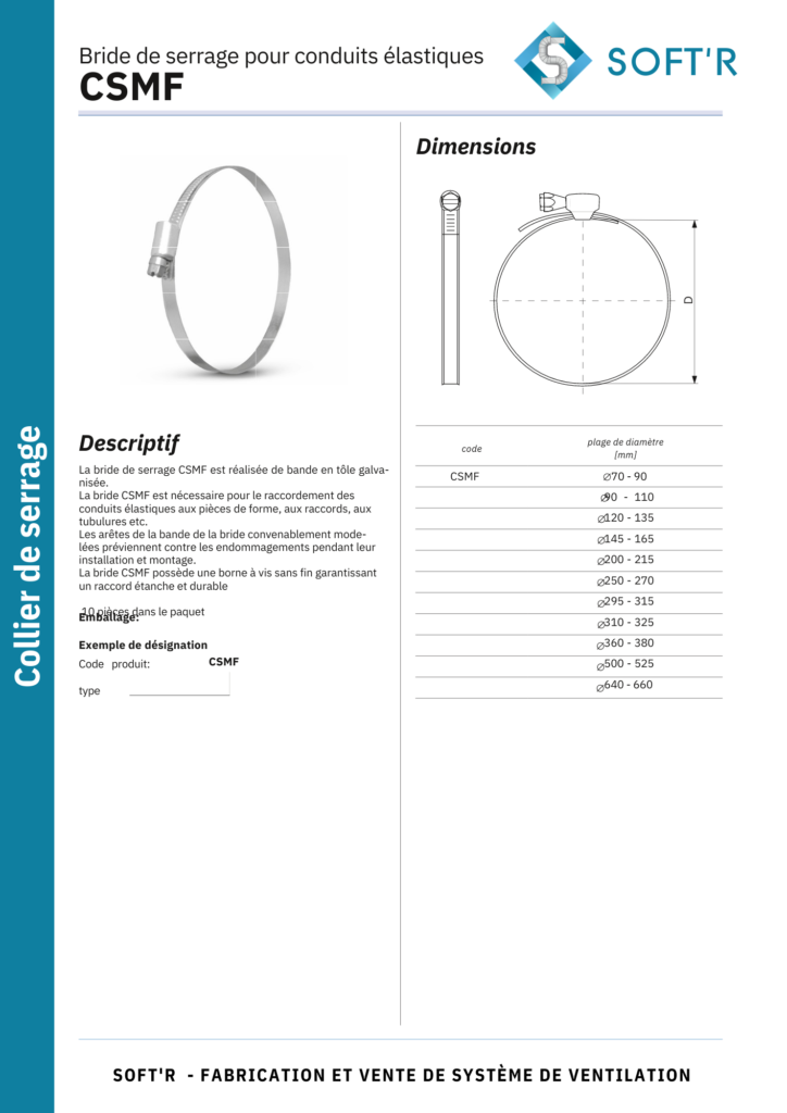 Collier serrage mono fil - SOFT'R